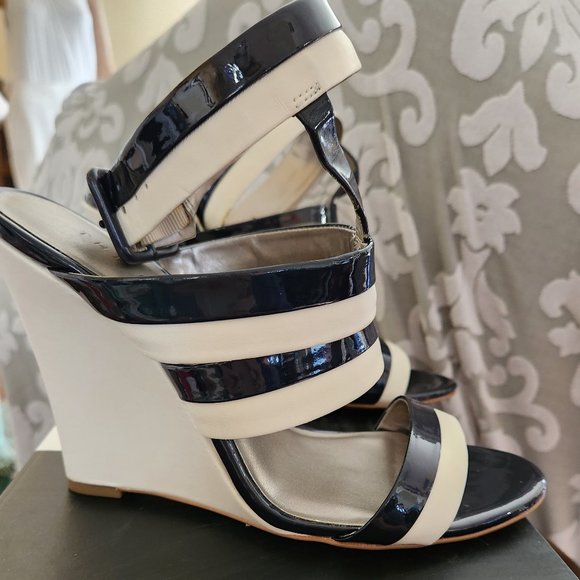 The Limited | Shoes | Vintage Limited Ember Navycream Patent Wedge ...